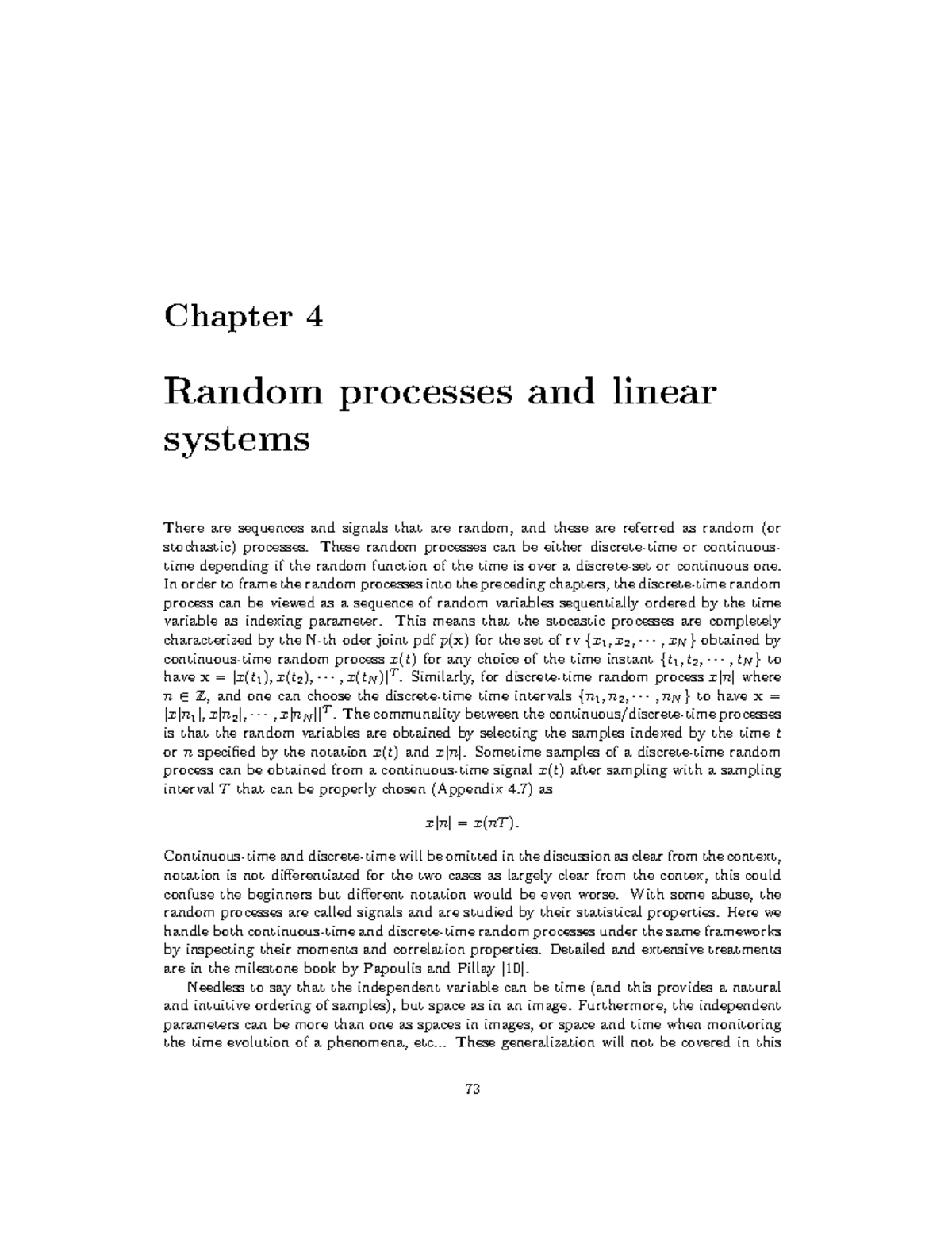 Stochastic Processes - Chapter 4 Random processes and linear systems ...