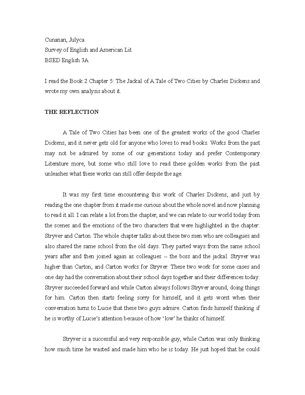Literary Analysis - A TALE OF TWO Cities BOOK 2 - Cunanan, Julyca ...
