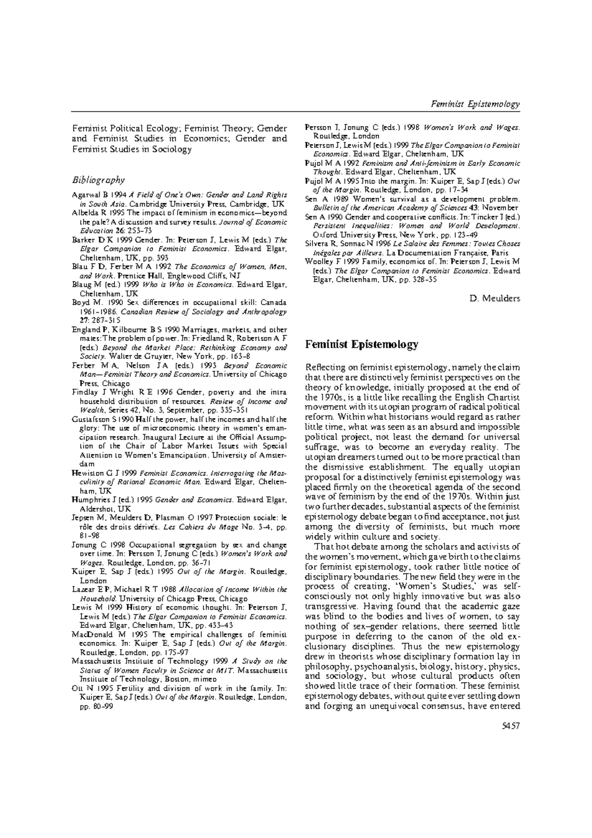 Feminist Epistemology - Feminist Political Ecology; Feminist Theory ...