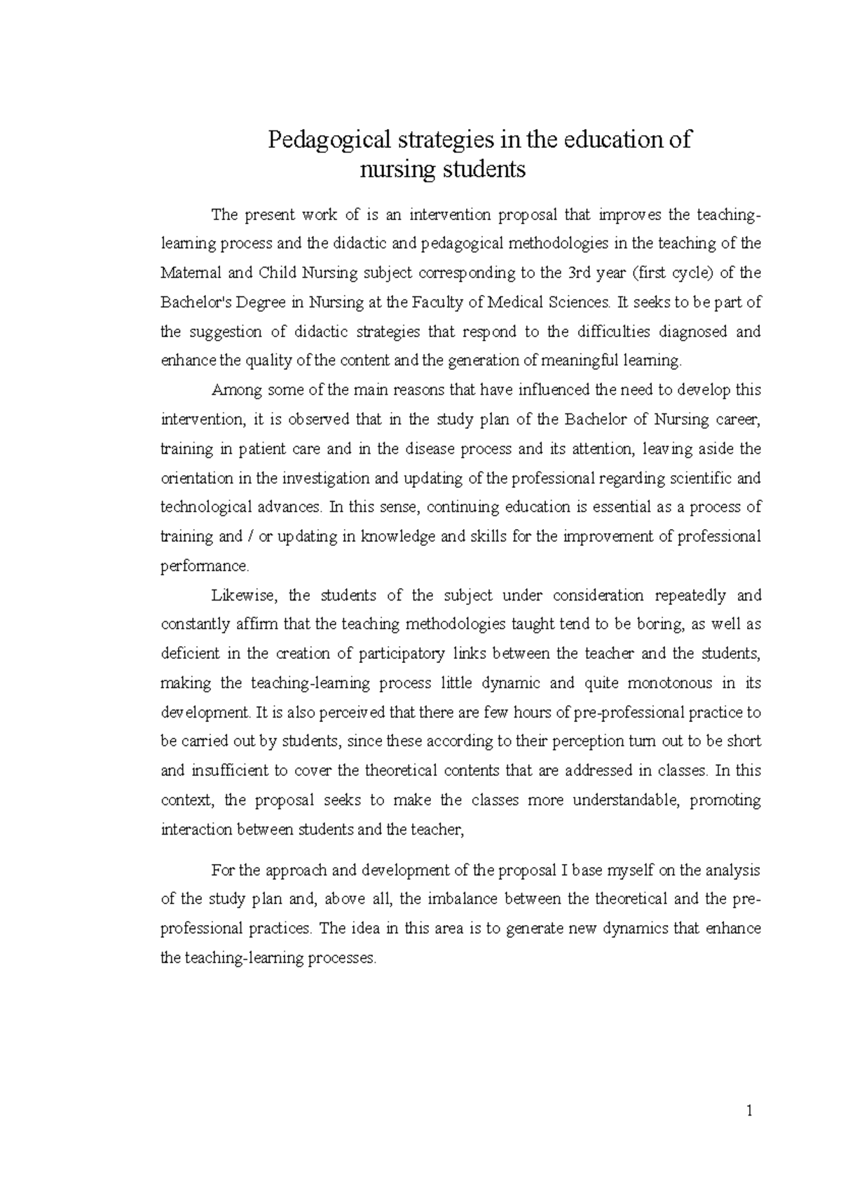 Pedagogical strategies in the education of nursing students - 1 ...