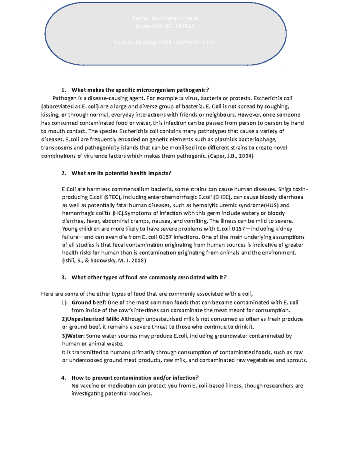 Case study - nothing - What makes the specific microorganism pathogenic ...