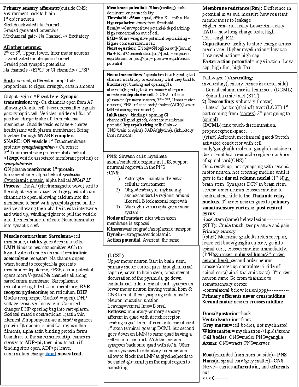BMS - bms test notes - Pathways: 1)Ascending: involuntary(sensory comes ...