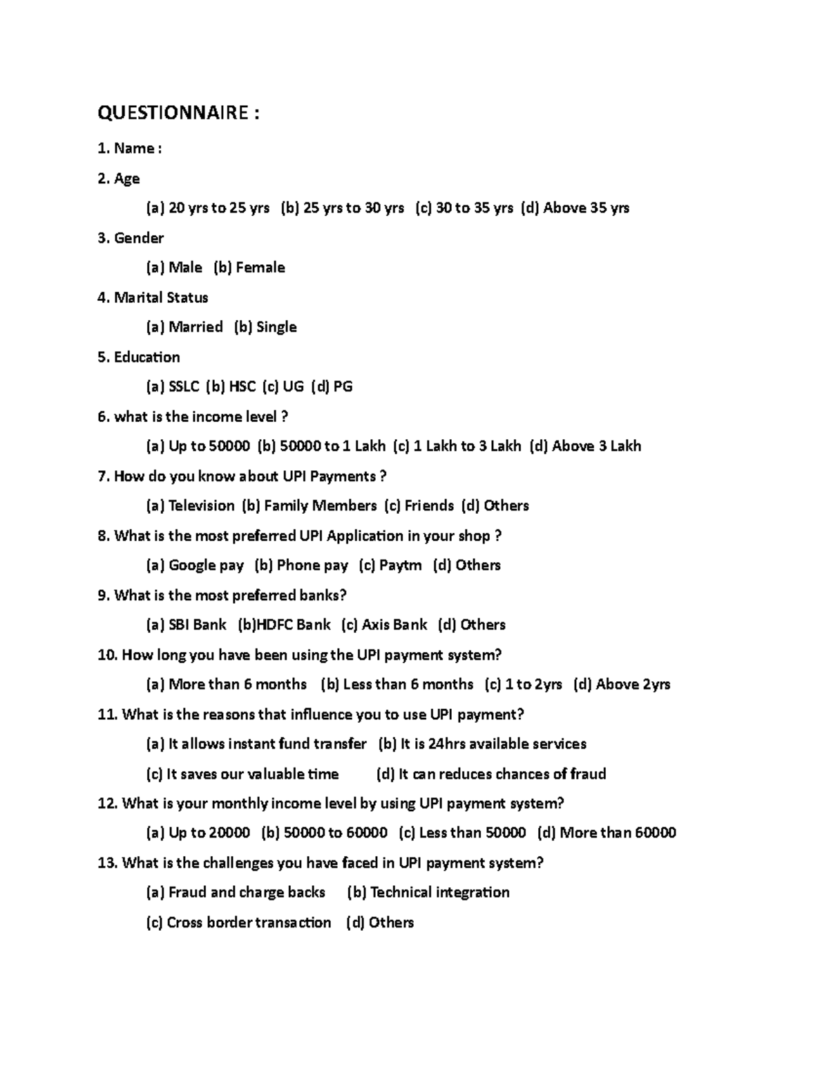 Final Project Questionnaire - Cost Accounting - Studocu