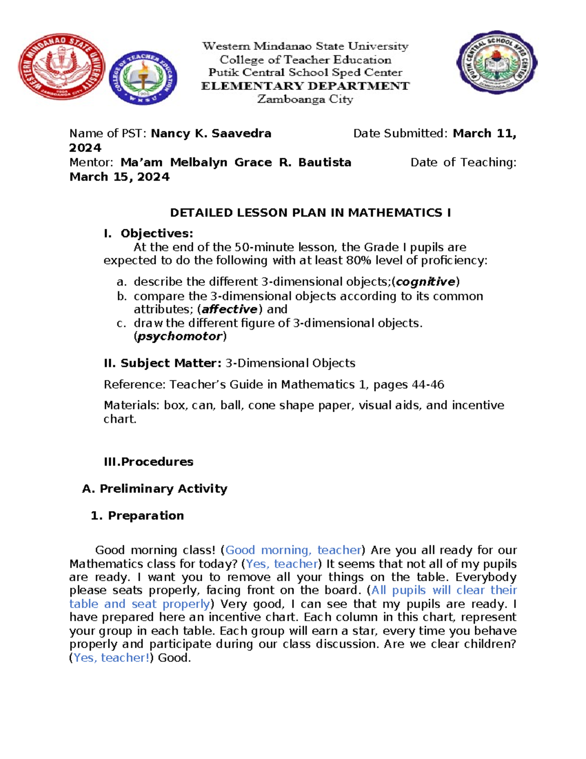 Lesson-PLAN-in-MATH-4As-Method - Name of PST: Nancy K. Saavedra Date ...