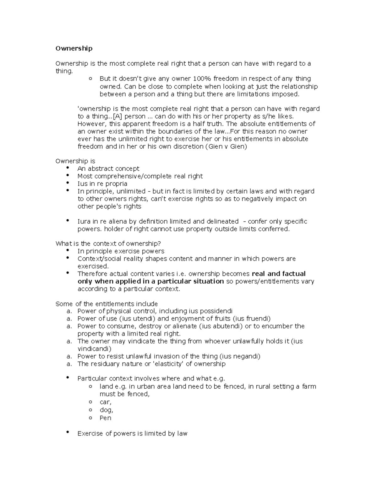 Ownership - LECTURE NOTES - Ownership Ownership is the most complete ...