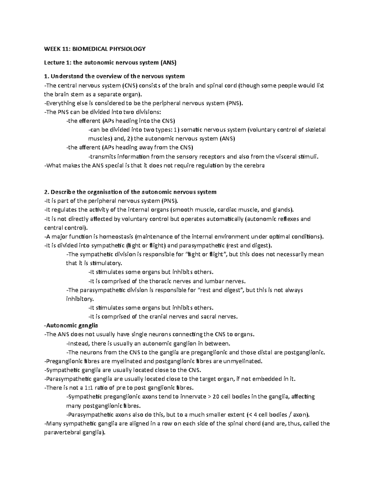 The autonomic nervous system (ANS) - Understand the overview of the ...