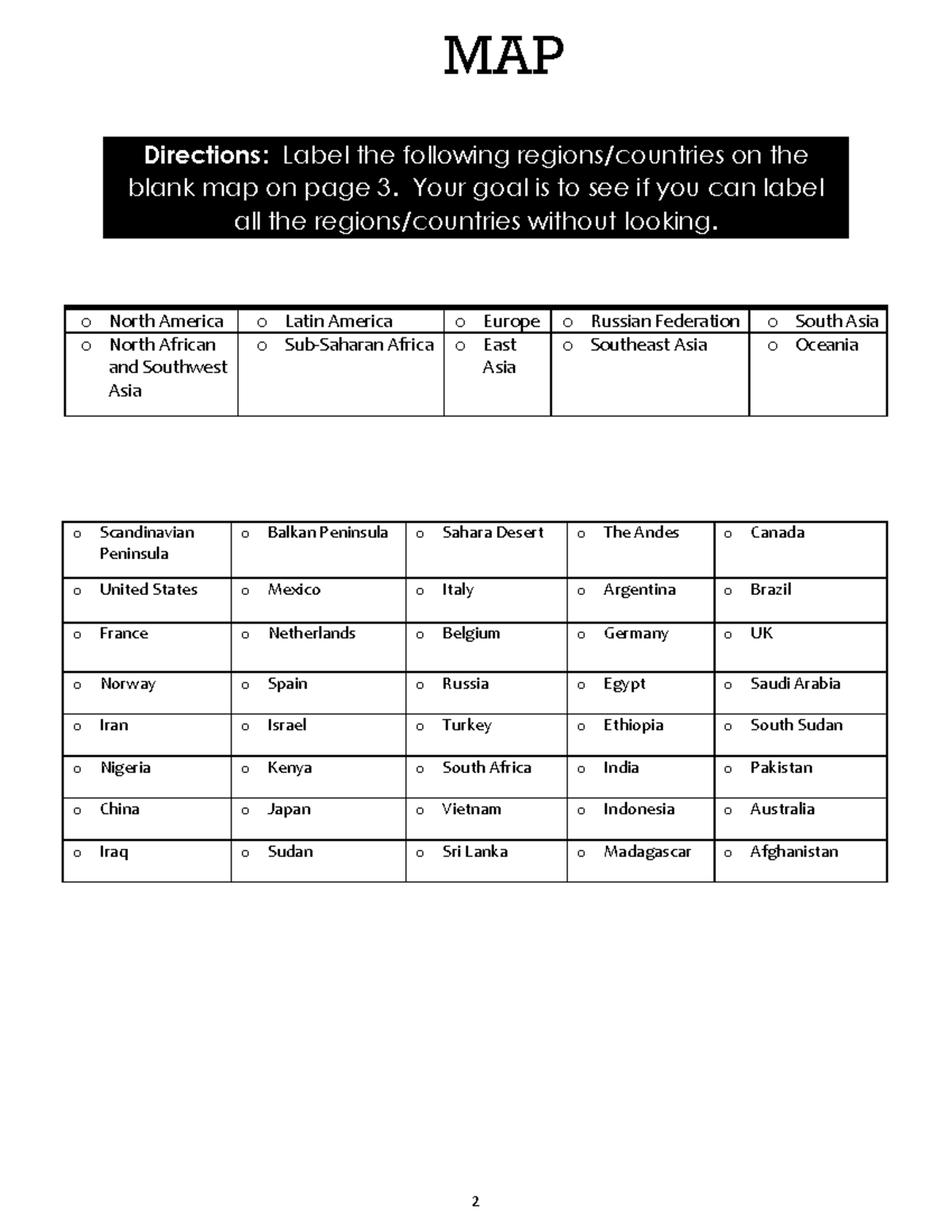 Review Packet for 1st Semester APHUG - MAP Directions: Label the ...