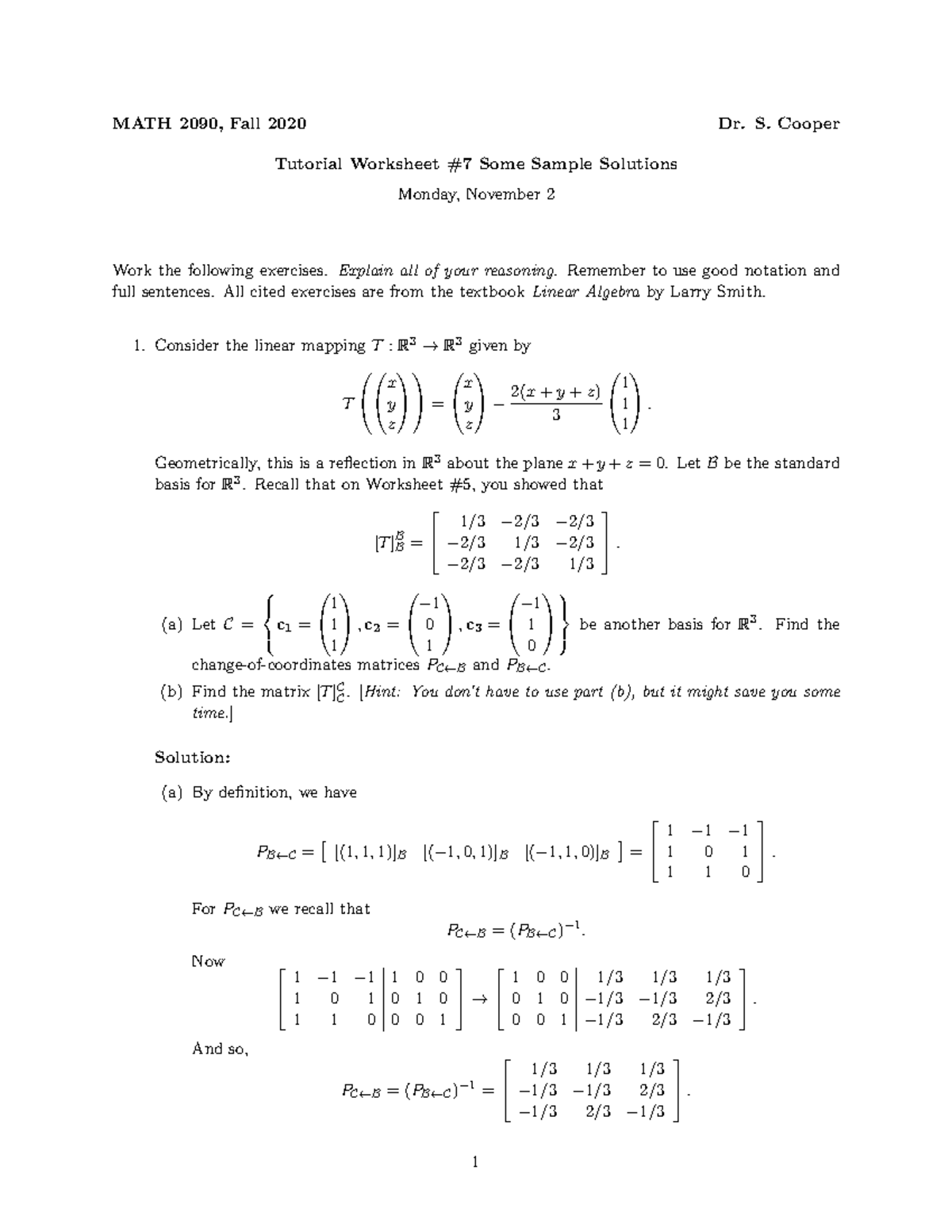 Math 2090 fall20 worksheet 7 sol - MATH 2090, Fall 2020 Dr. S. Cooper ...