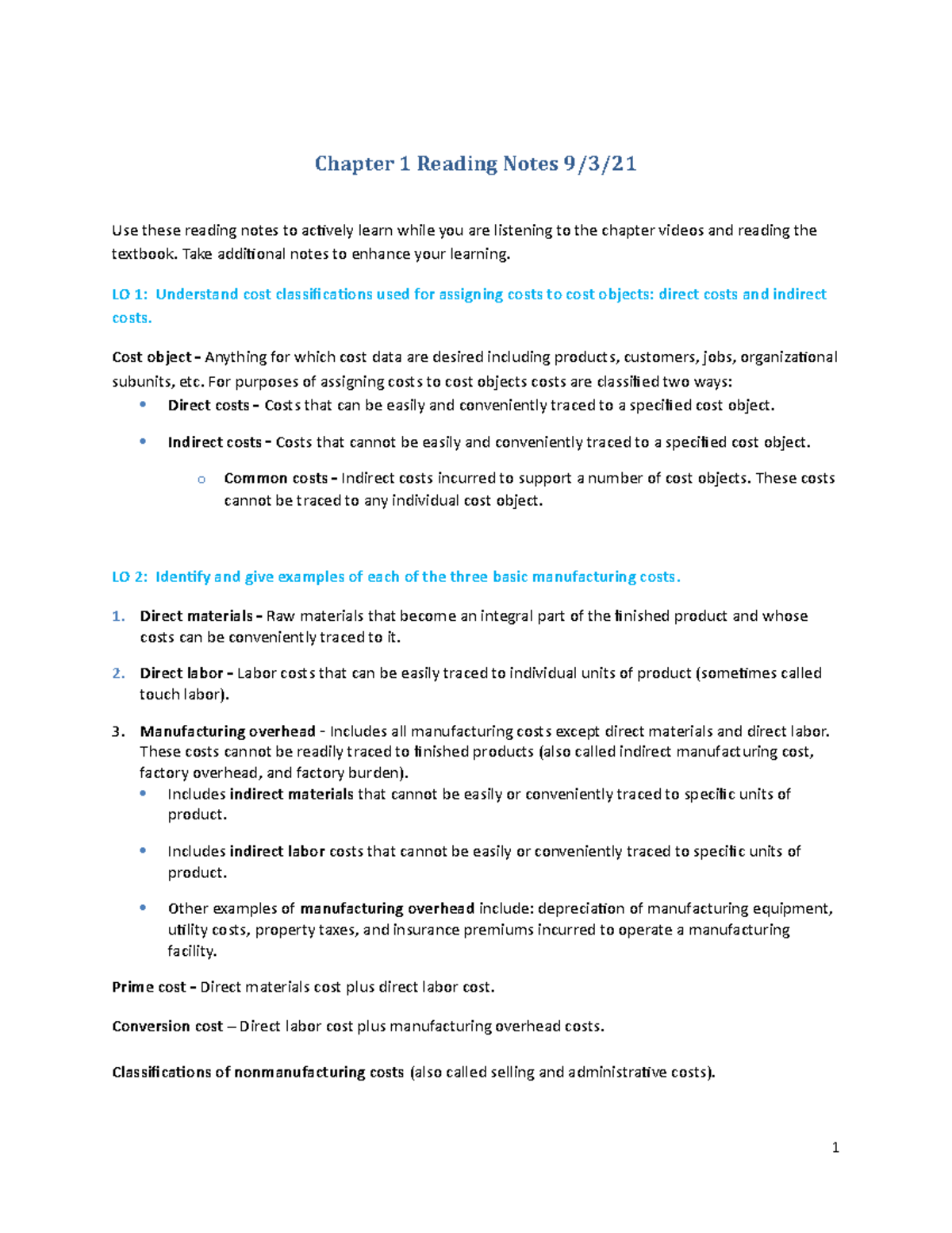 Chapter 1 Reading Notes - Chapter 1 Reading Notes 9/3/ Use these ...