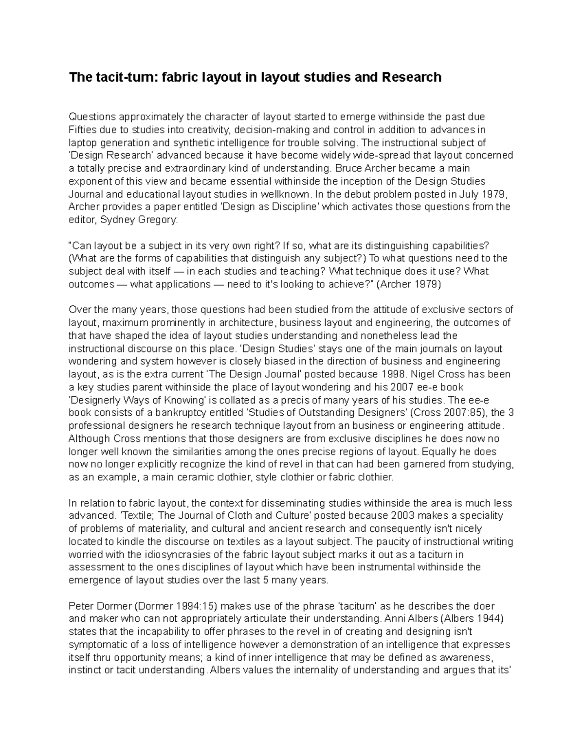 The tacit-turn fabric layout in layout studies and Research - The ...