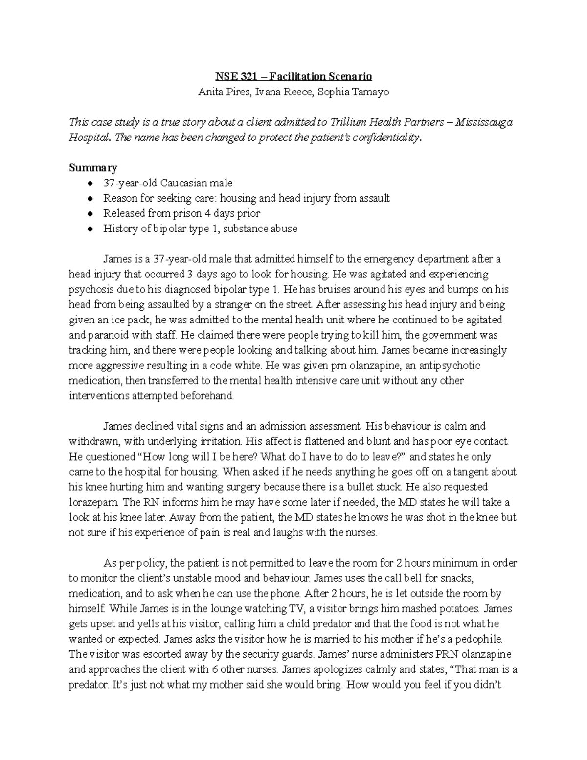 Wk 8 Facillitation - NSE 321 – Facilitation Scenario Anita Pires, Ivana ...