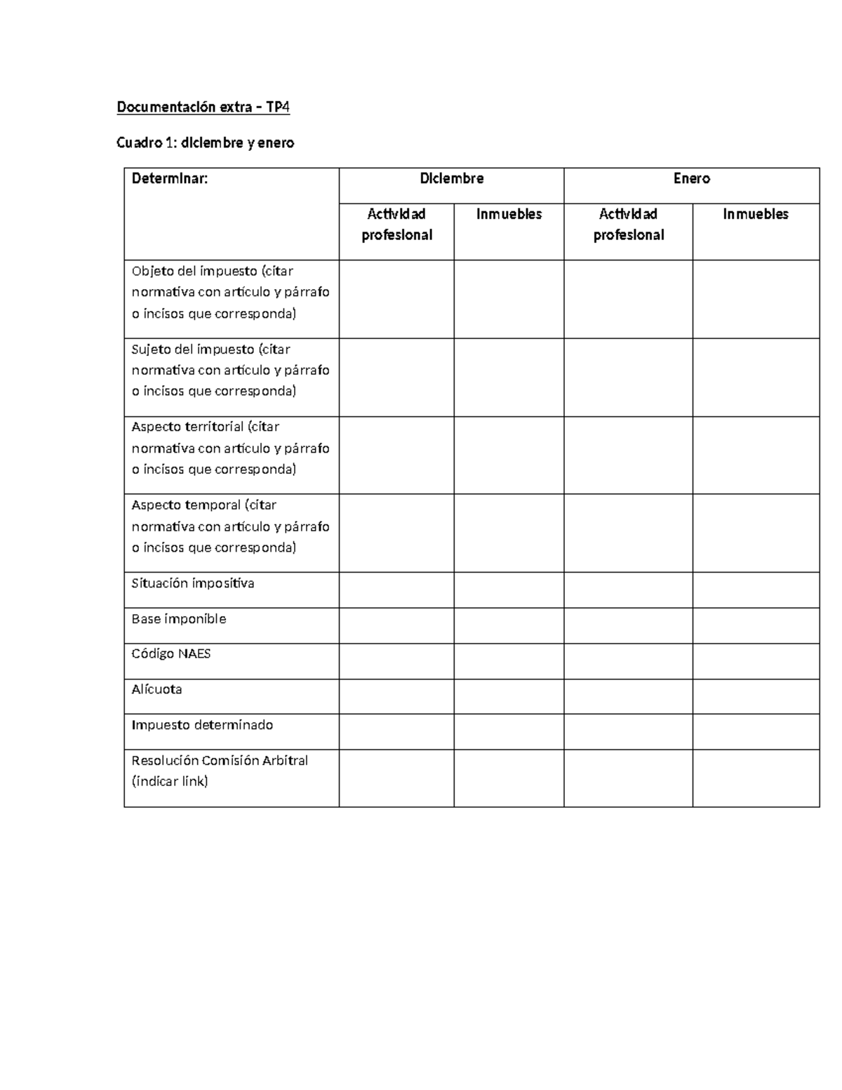 TP4 - Documentación extra - Documentación extra – TP Cuadro 1: diciembre y enero Determinar ...
