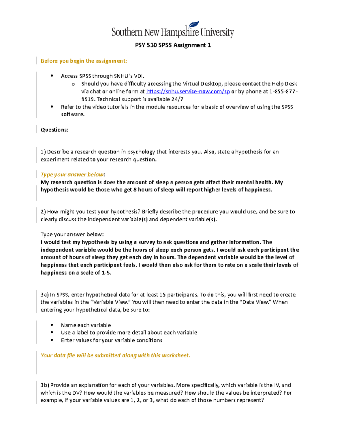 PSY 510 SPSS Assignment 1 - PSY 510 SPSS Assignment 1 Before you begin ...