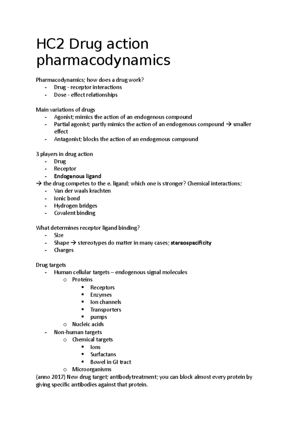 HC2 Drug action pharmacodynamics - HC2 Drug action pharmacodynamics ...