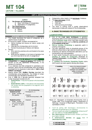 CYTO MT104 UNIT 8 Translation - MT 104 LECTURE \ VILLAMOR UNIT 8 ...