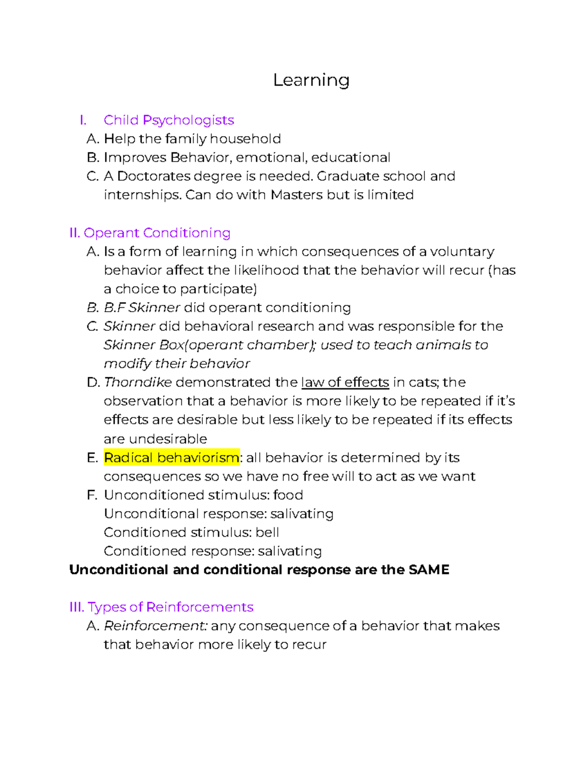 Oct - Dr.Plummer Chapter 6 Lecture Notes - Learning I. Child ...