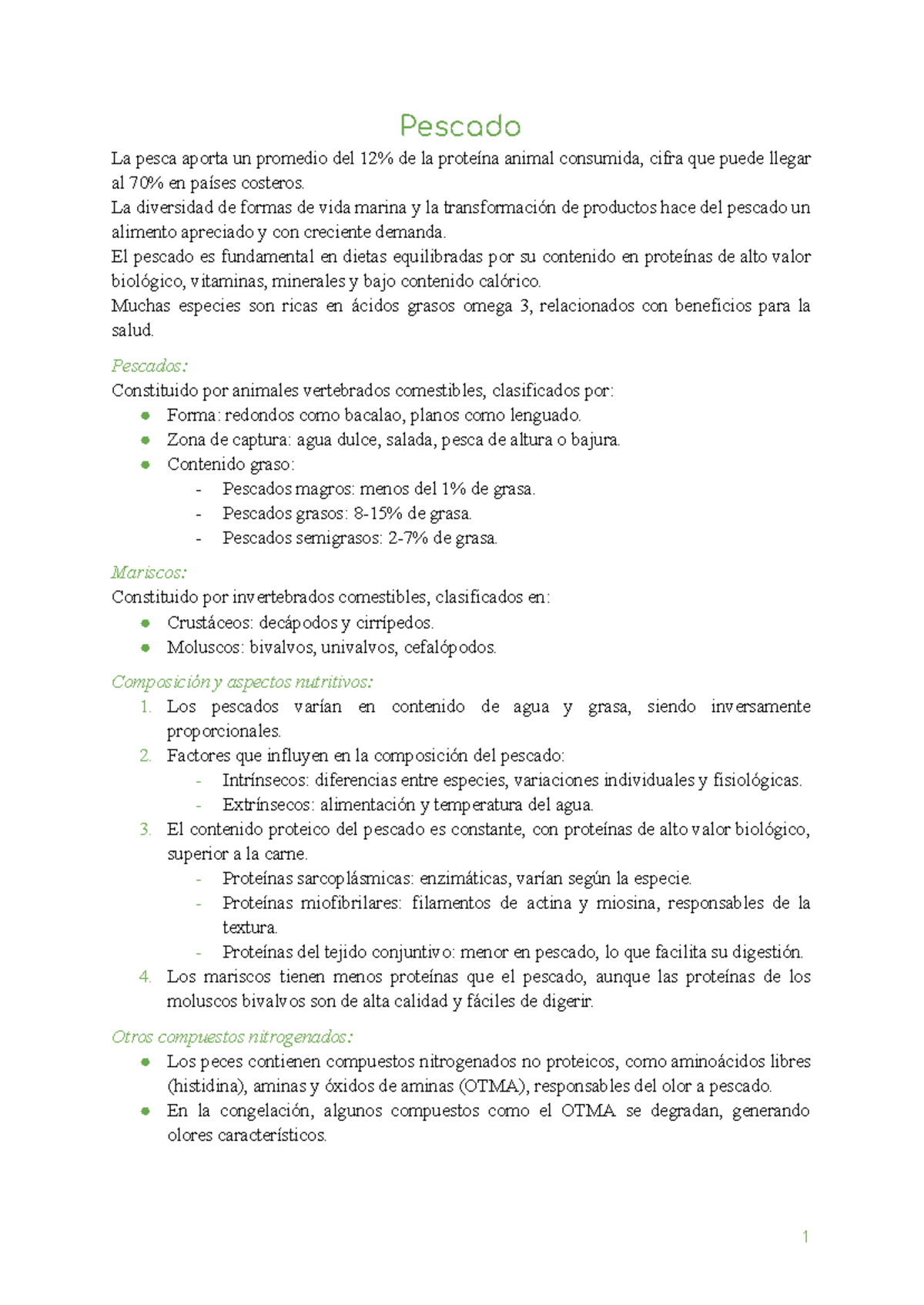 Resumen taller de elaboración - Pescado La pesca aporta un promedio del ...