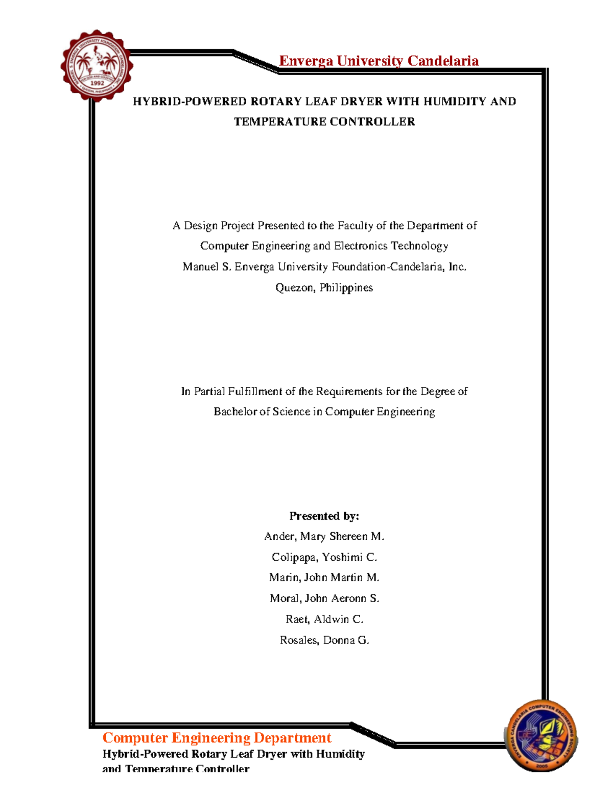 Hybrid Title page table of contents - Computer Engineering Department ...