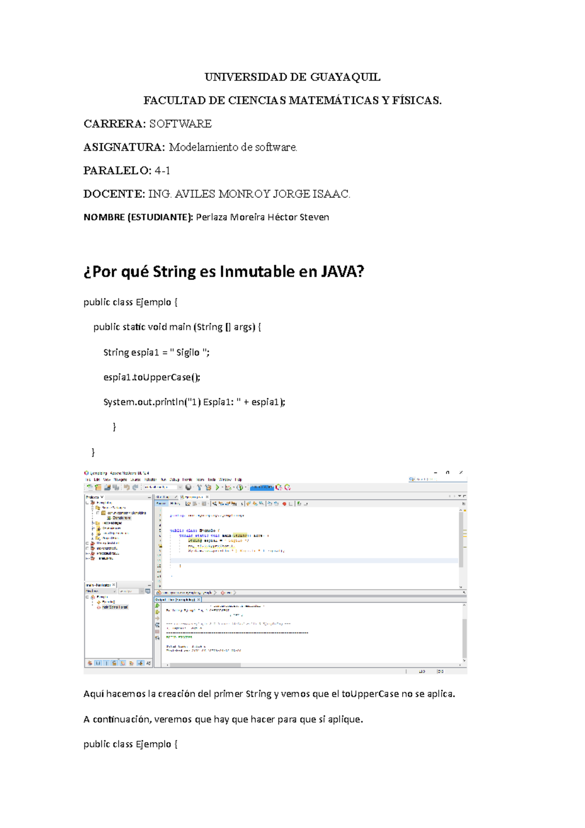 Por qué String es Inmutable en JAVA - UNIVERSIDAD DE GUAYAQUIL FACULTAD DE CIENCIAS MATEMÁTICAS ...
