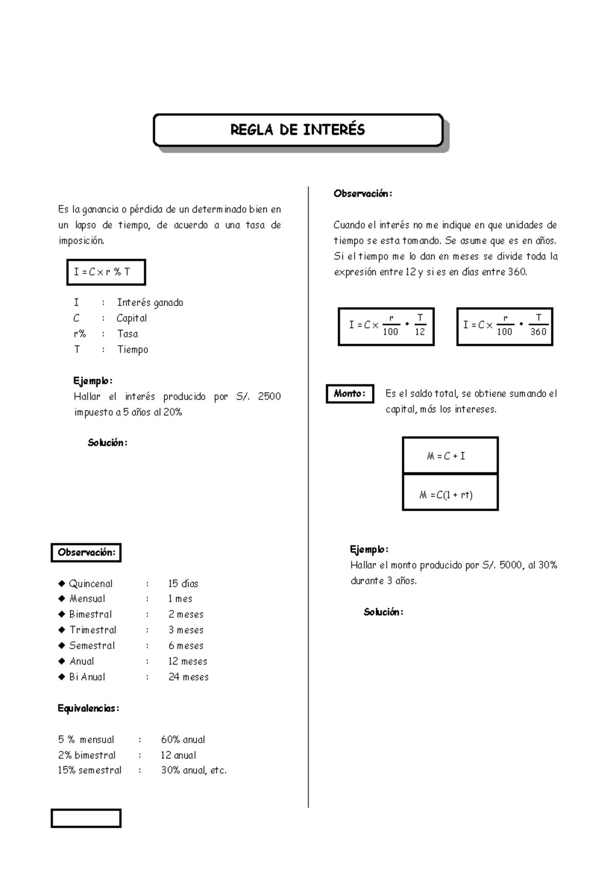 A-9- Regla de interes - matematica basica - REGLA DE INTERÉSREGLA DE ...