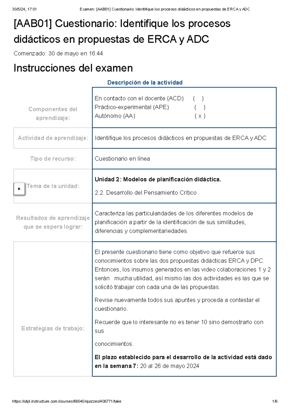Examen [AAB01] Cuestionario Identifique los procesos didácticos en ...