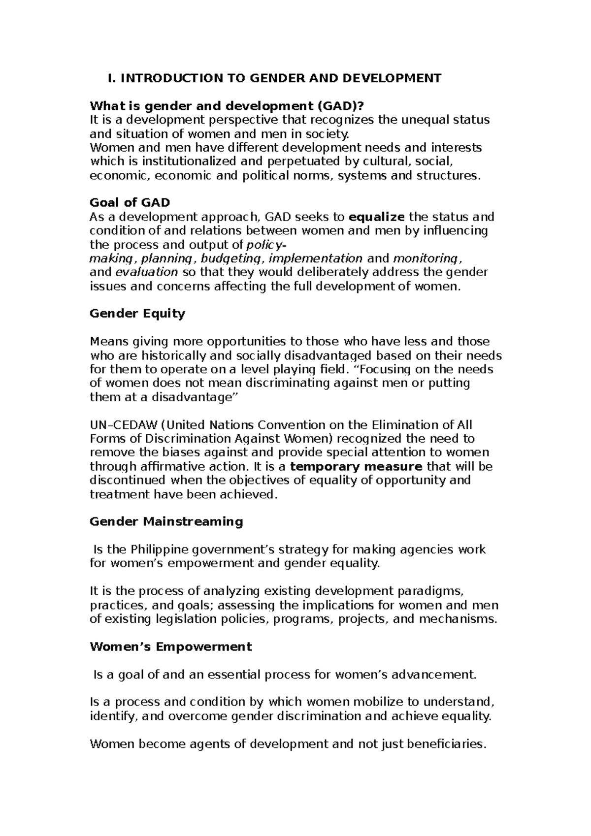 PS 224 Chapter 1 AND 2 Module - I. INTRODUCTION TO GENDER AND ...