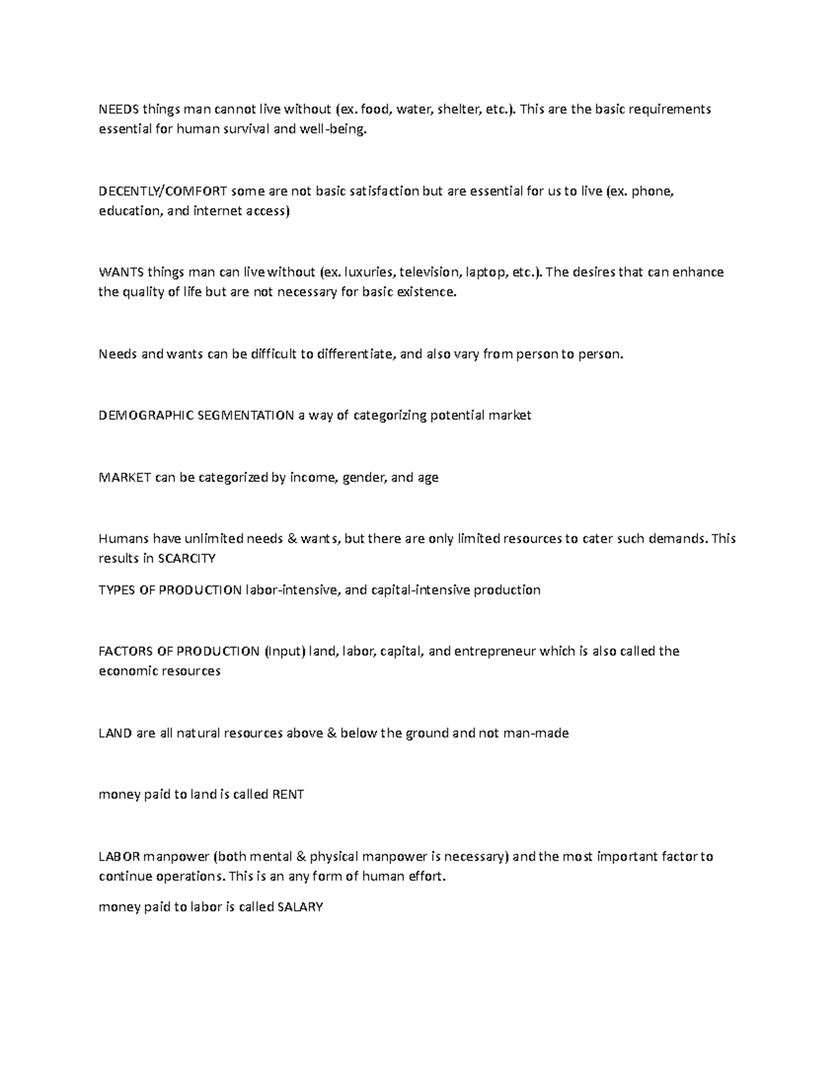 Flashcard-BM - Fifjkgkcgkgkgjxghx - NEEDS things man cannot live ...