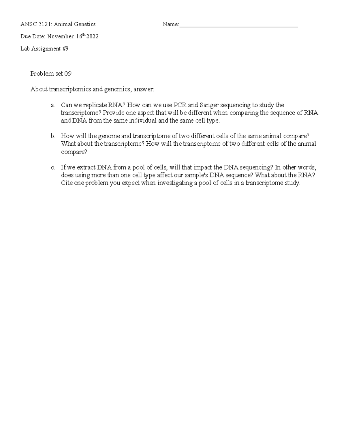 09PBL - 2022 - Problem set 9 - ANSC 3121: Animal Genetics - Studocu