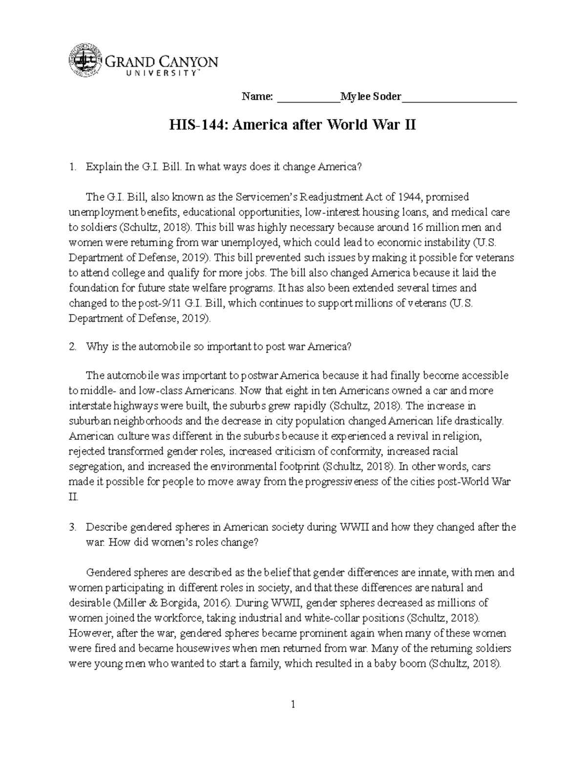 HIS-144-RS-America after WWII Worksheet (Graded 100%) - Name: Mylee ...
