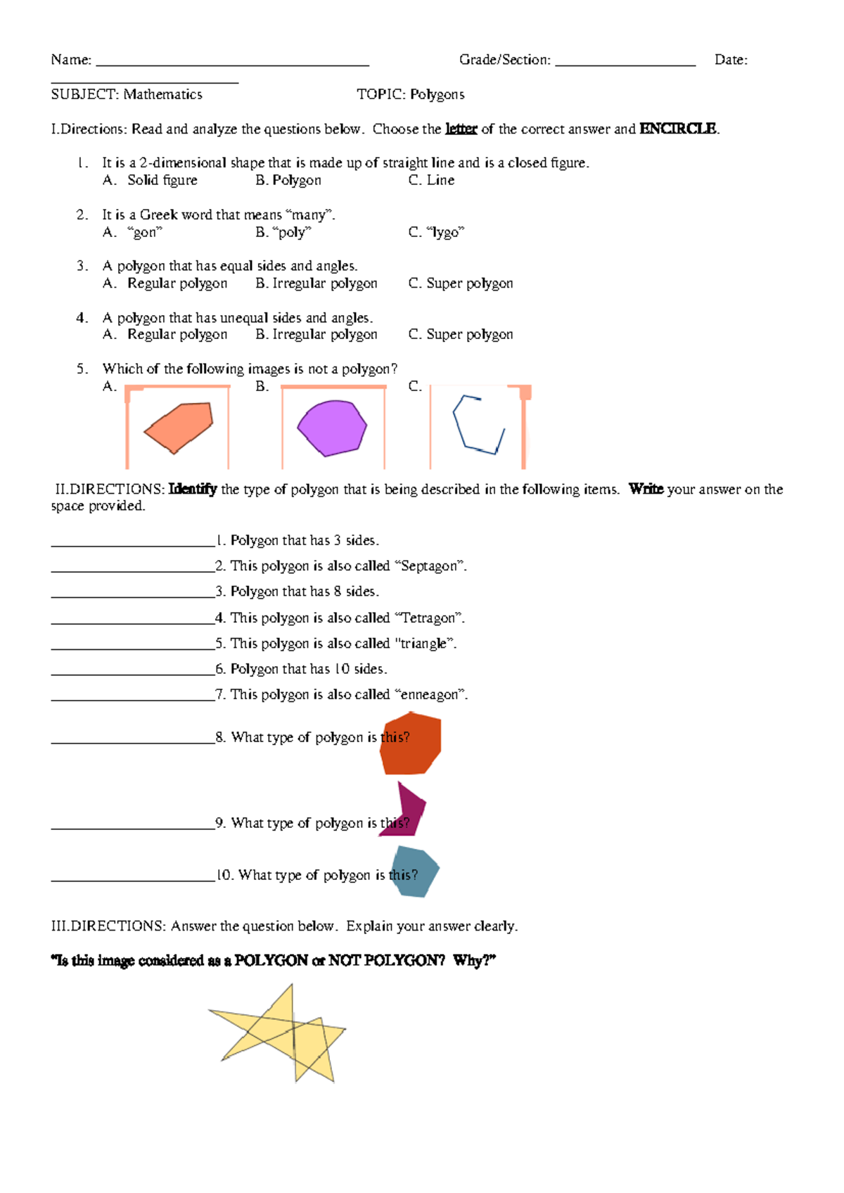 Polygon long test - Lecture Notes - Name ...