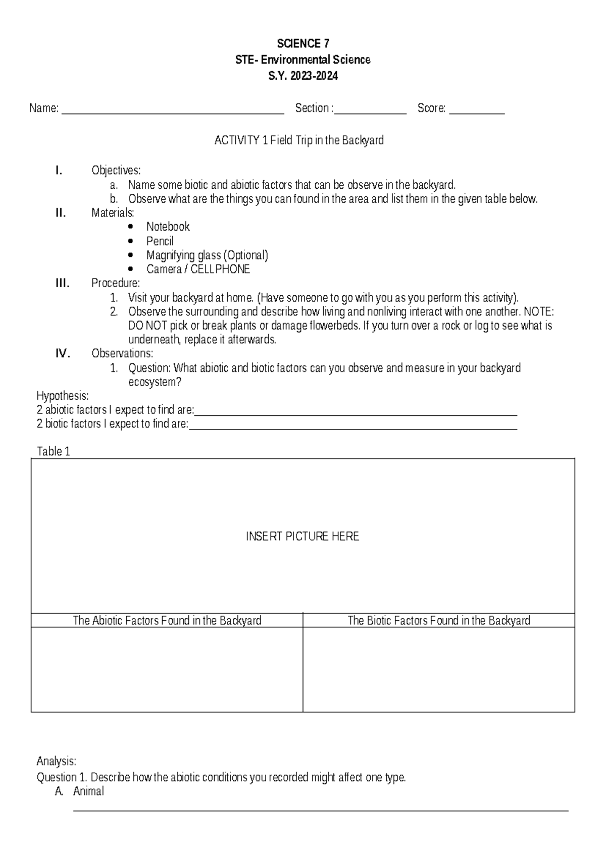 7 biotic and abiotic - SCIENCE 7 STE- Environmental Science S. 2023 ...