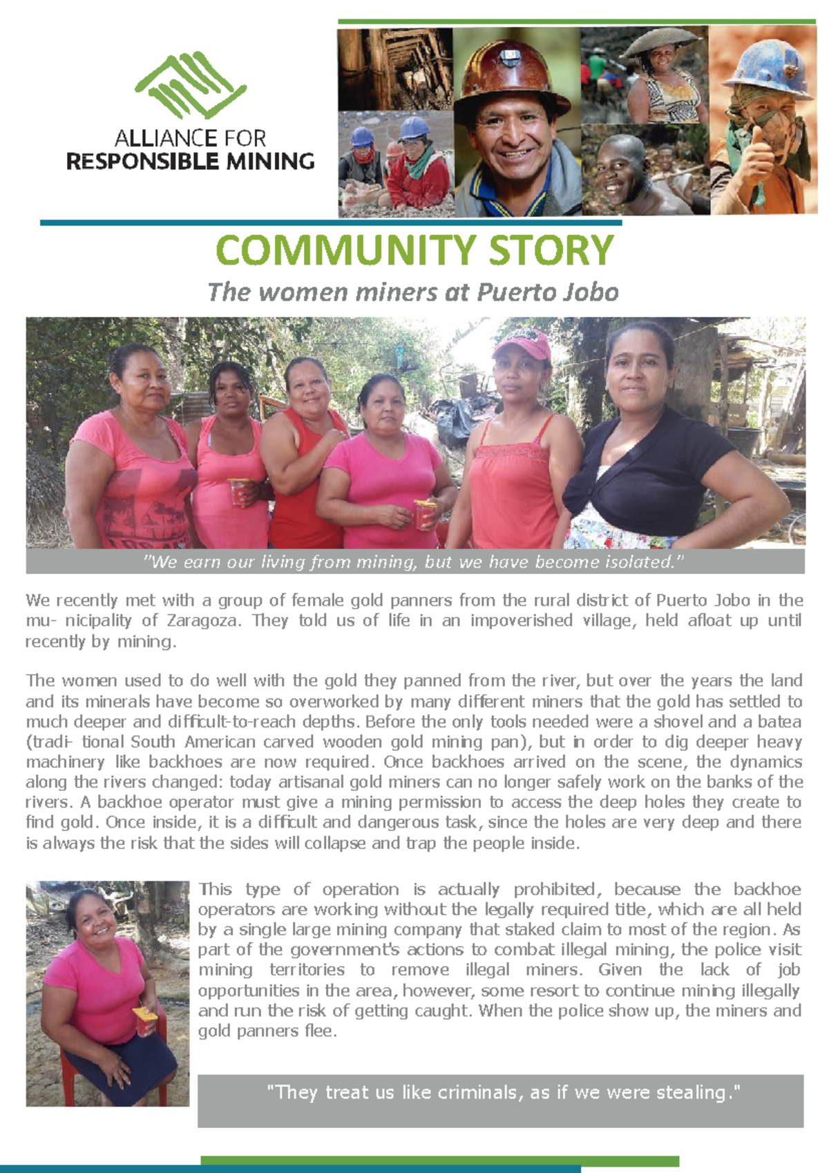 Community story women barequeras - COMMUNITY STORY The women miners at ...
