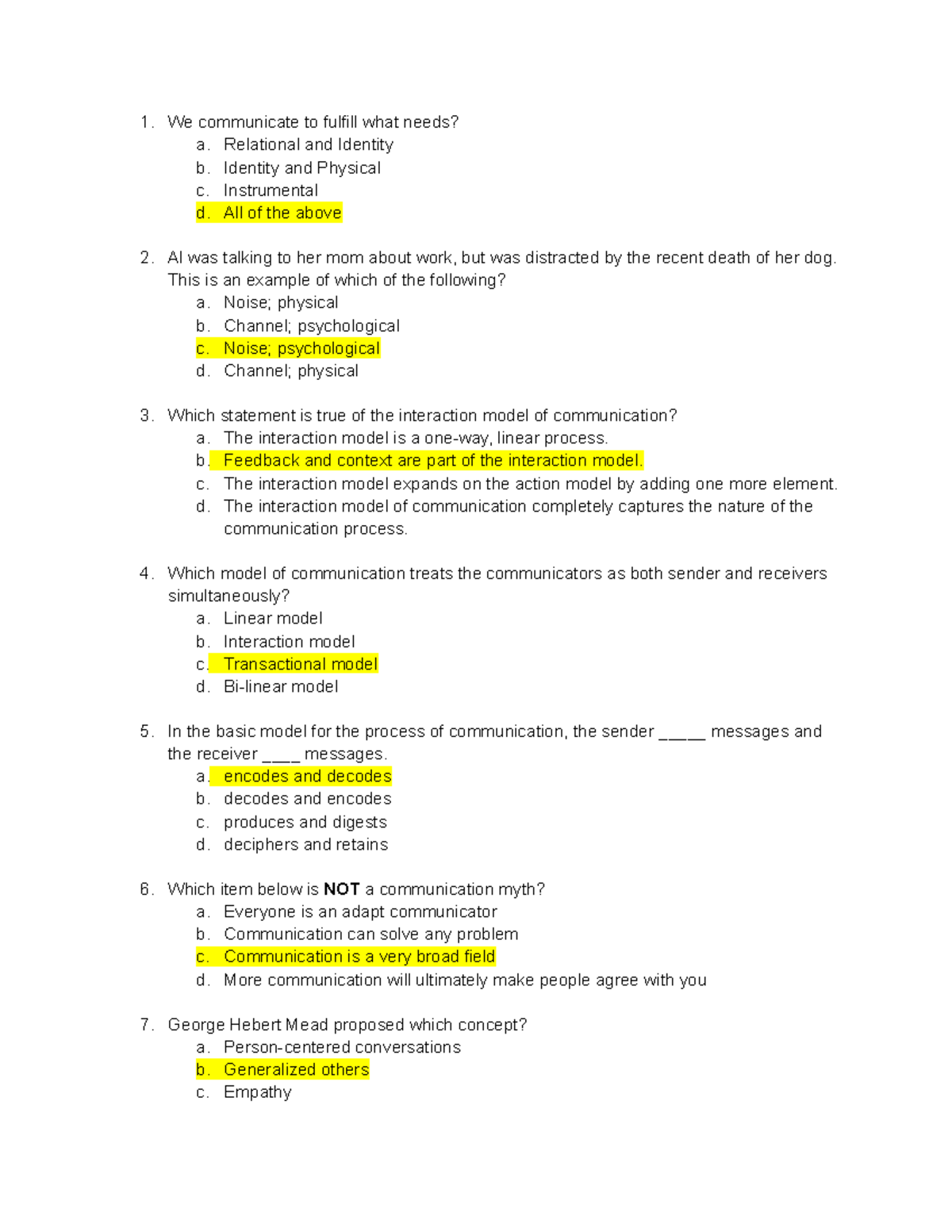 Chapter 1 HW: Basics of Communication - We communicate to fulfill what ...