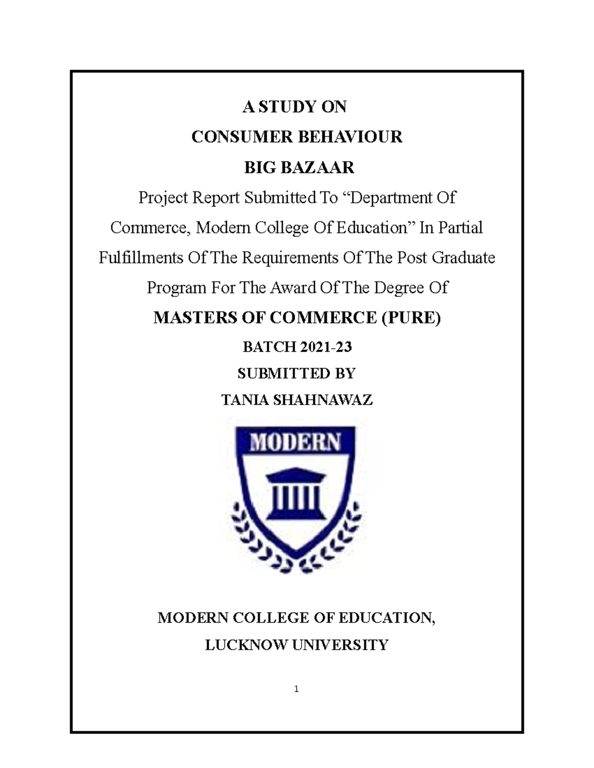 A Study ON Consumer Behaviour BIG Bazaar - A STUDY ON CONSUMER BEHAVIOUR BIG BAZAAR Project ...