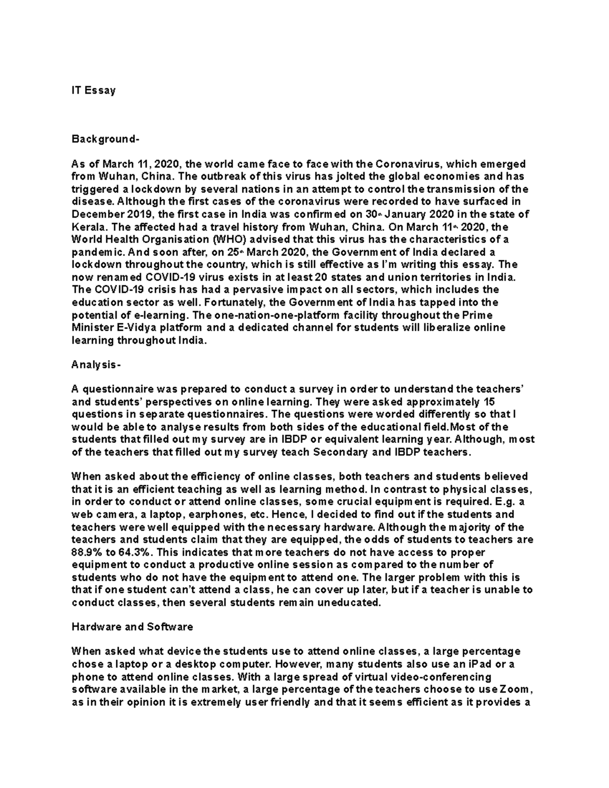 IT Essay - Research paper on technology - IT Essay Background- As of ...