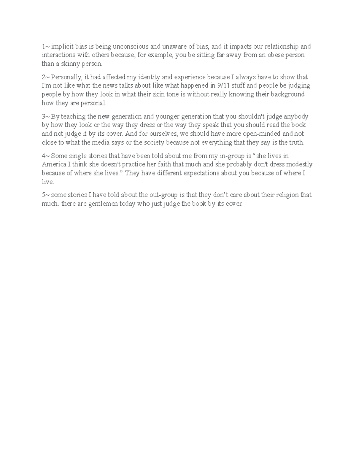 Pre-writing - The essay assignment to do in class. - 1~ implicit bias ...