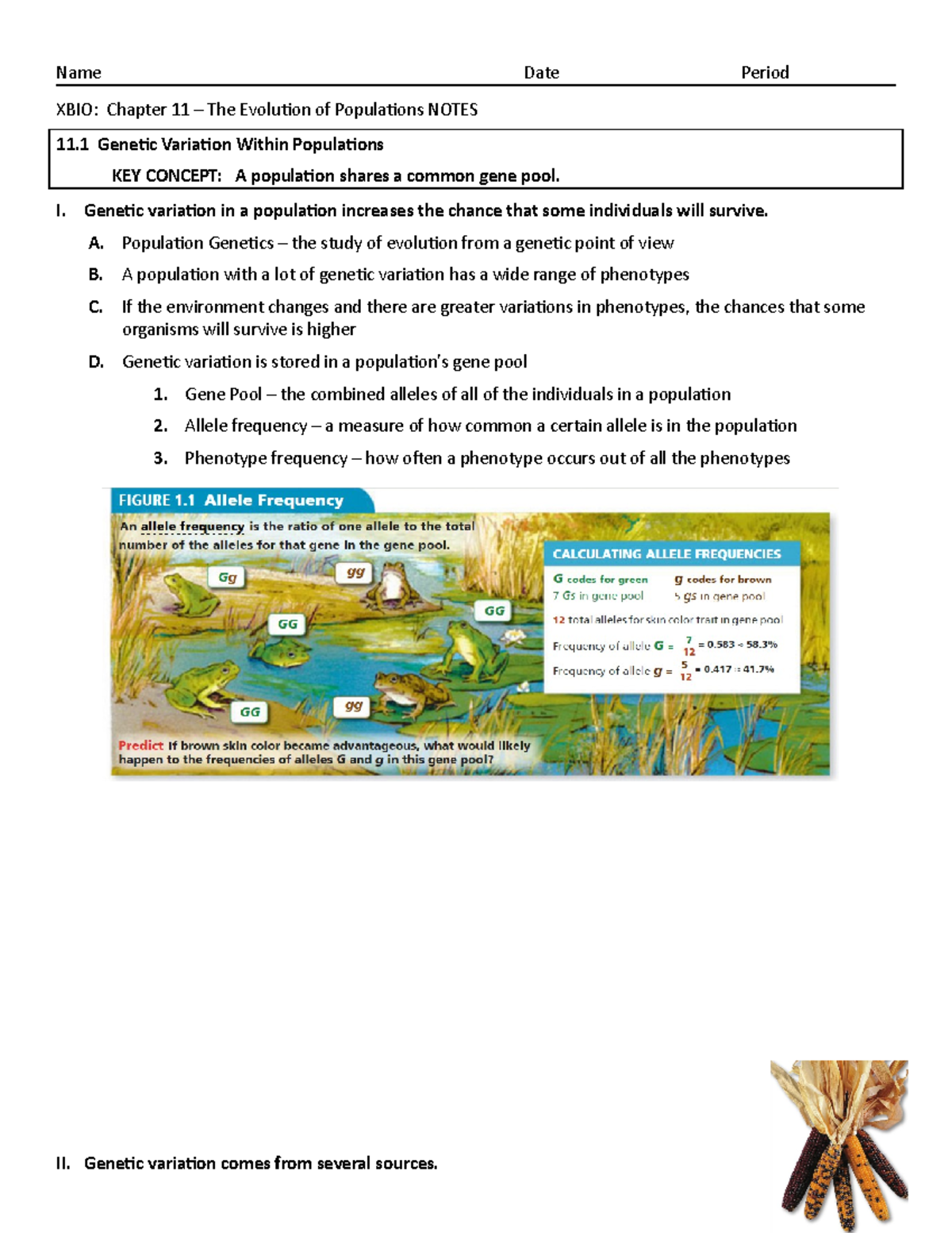 Chapter 11 Notes Complete - Name Date Period XBIO: Chapter 11 – The ...