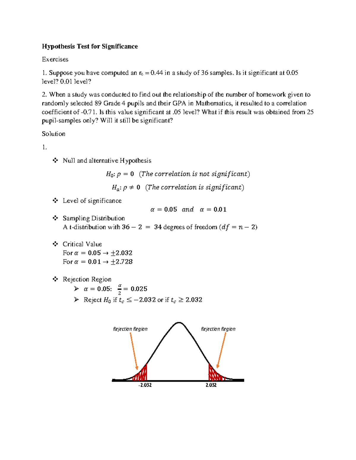 Hypothesis Test for Significance - Hypothesis Test for Significance ...