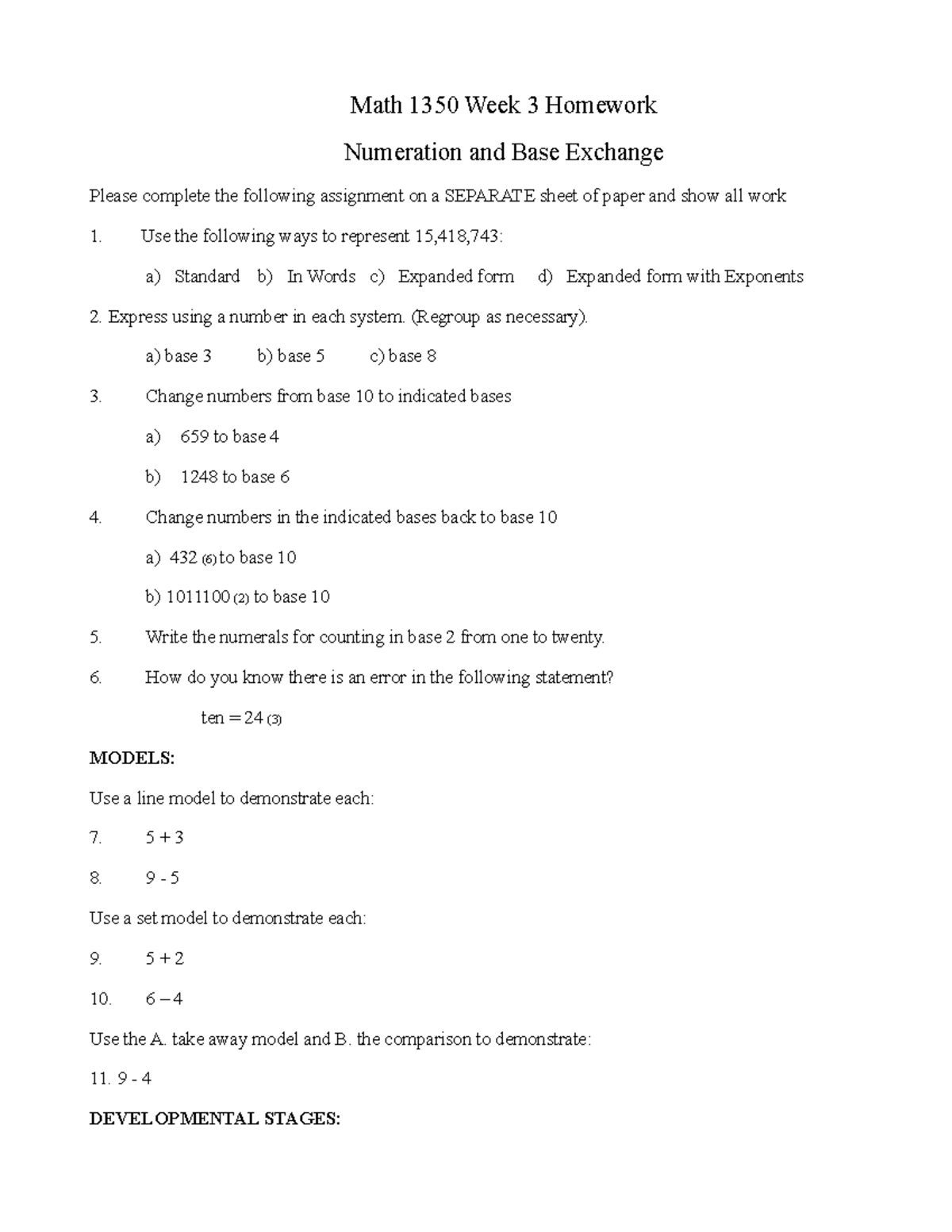 Week 3 HW Bases add subtract Fall 2022-1 - Math 1350 Week 3 Homework ...