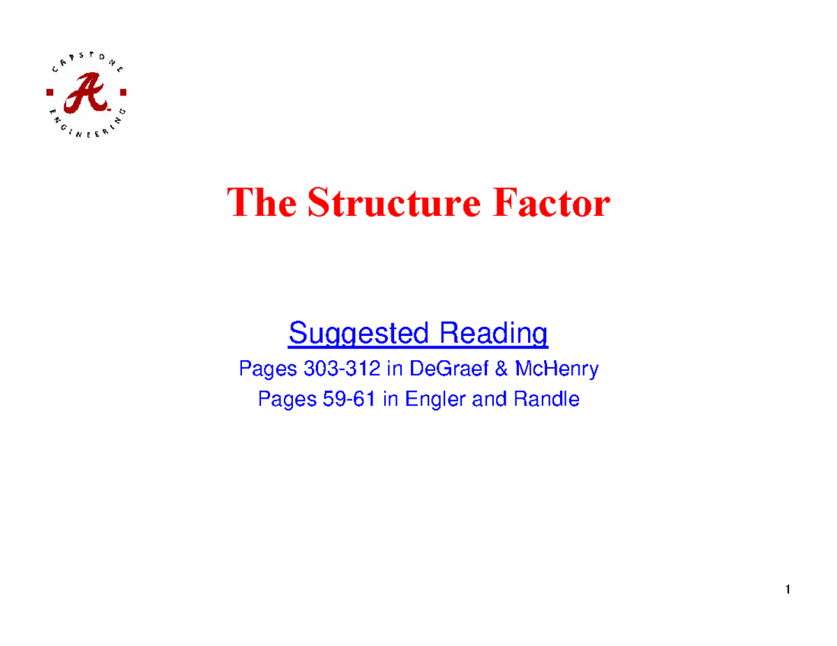 Structure factor - important to understand how xrd patterns are evolved ...