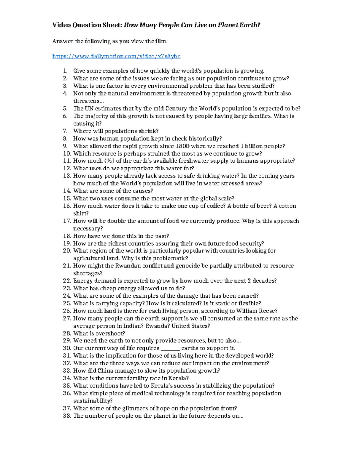 How Many People Can Live on Planet Earth - Video questions - Video ...