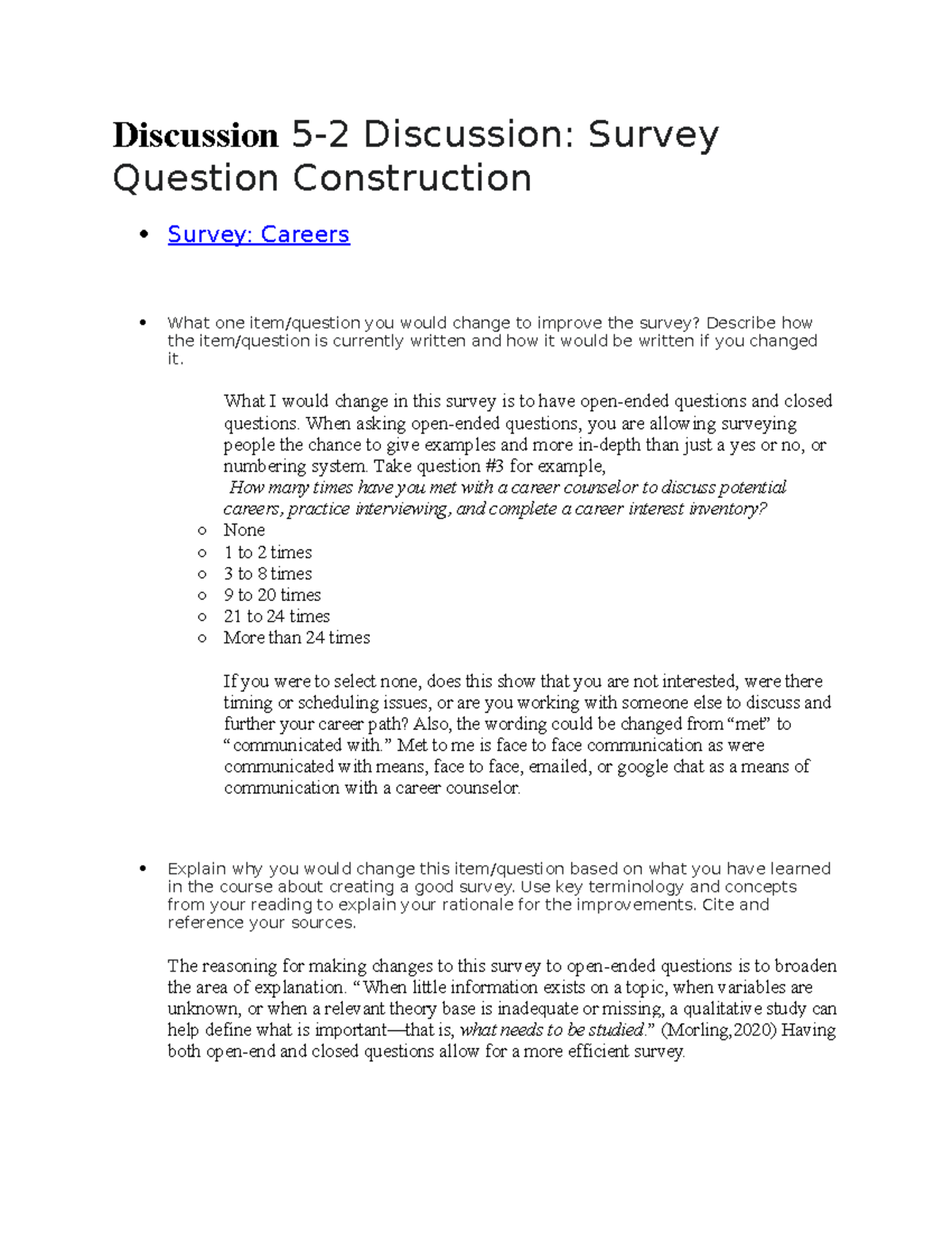 Discussion 5 Survey Question Construction - Discussion 5-2 Discussion ...