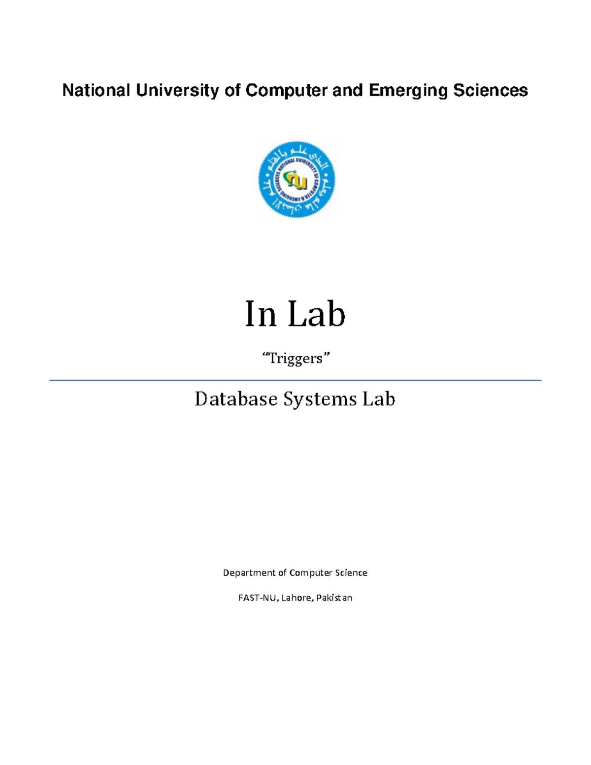 Inlab 9 Manual Triggers+ Exercise - National University of Computer and ...