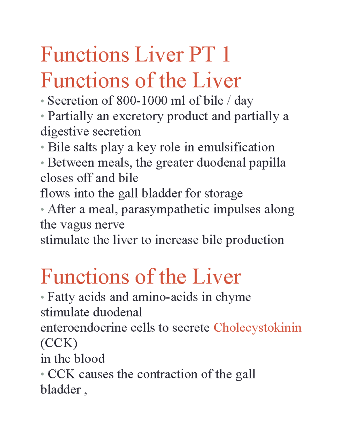 Function liver pt 1 - Functions Liver PT 1 Functions of the Liver ...
