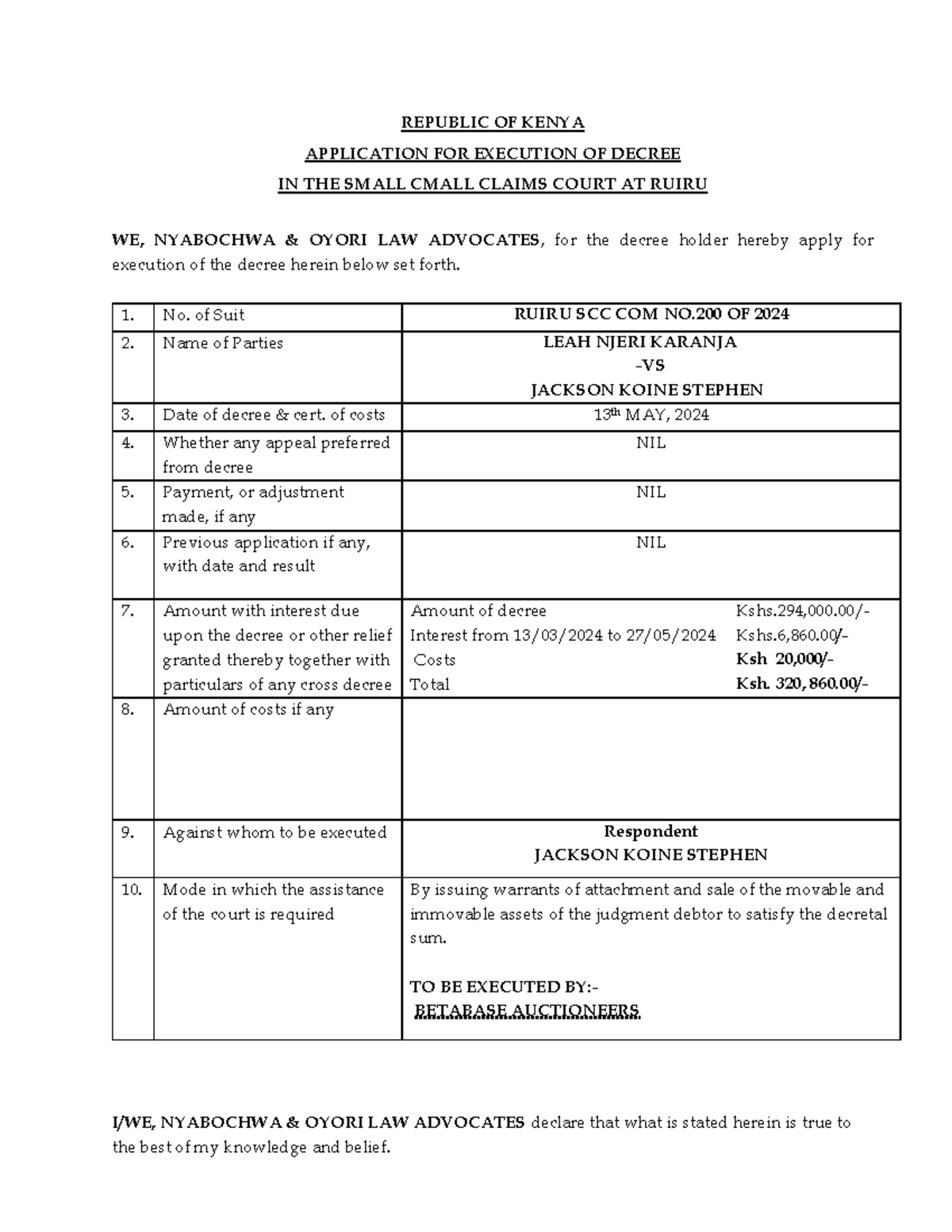 Application for Execution of Decree Leah njeri 200 of 2024 (1) - for ...