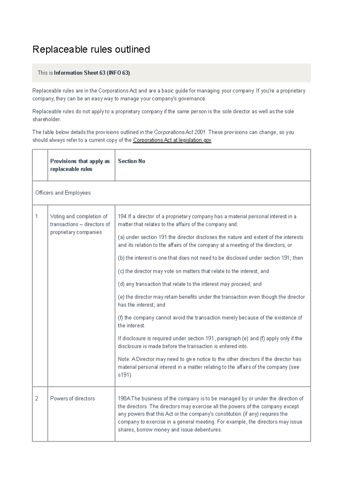 Replaceable rules outlined ASIC - Replaceable rules outlined This is ...