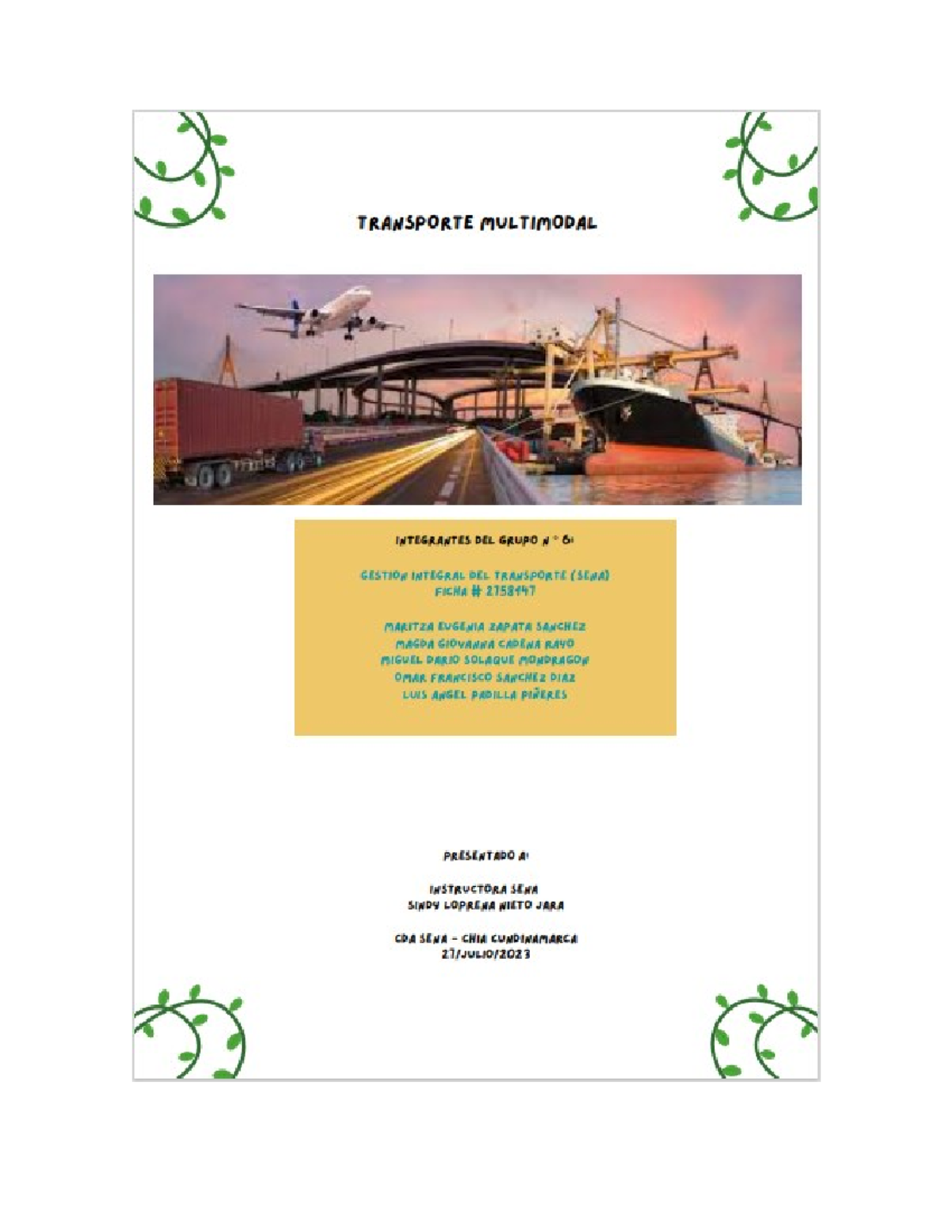 Actividad Poster Transporte Multimodal - Matriz DE Rutas - Grupo N° 6 ...