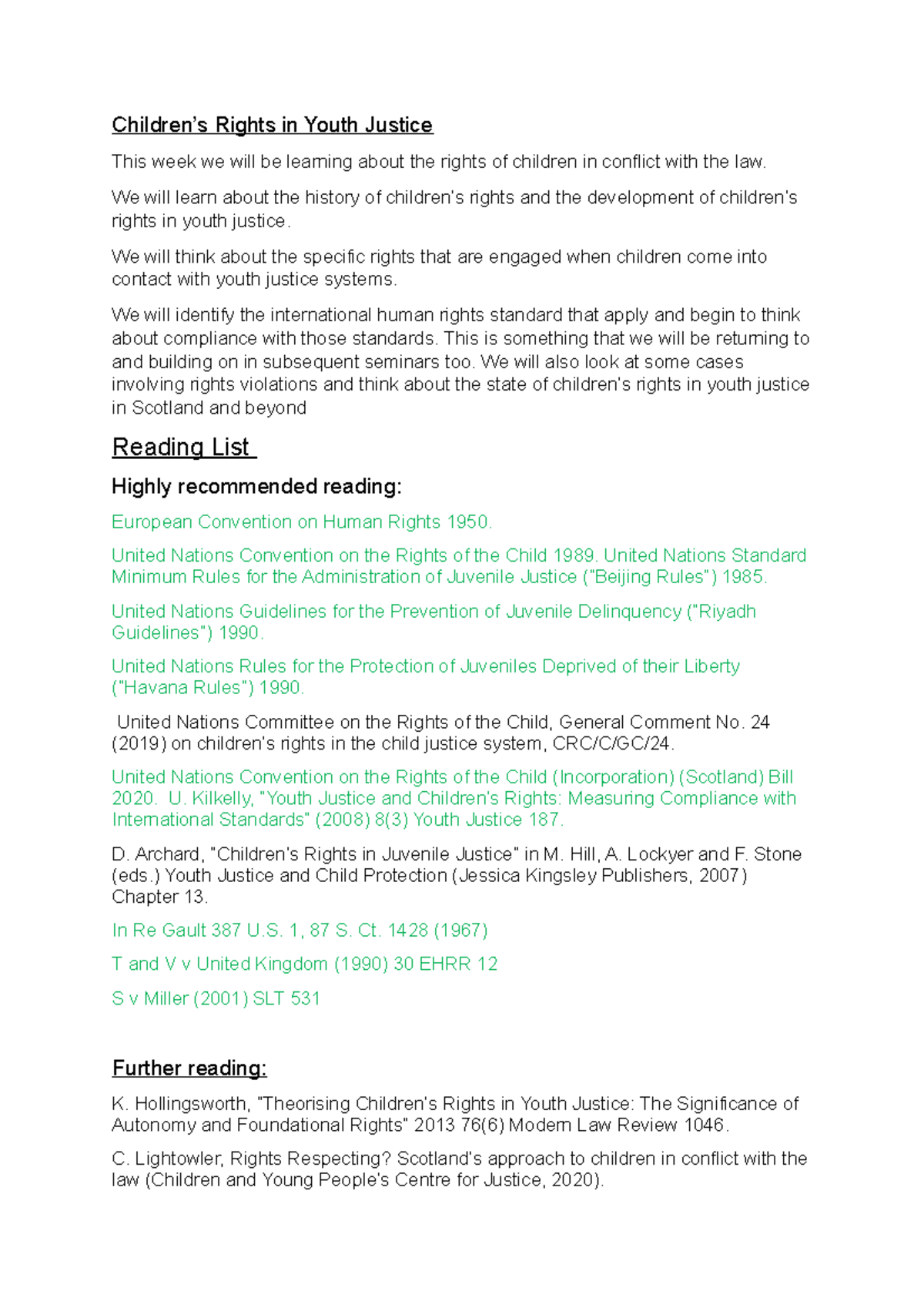 Youth Justice Week 3 - Children’s Rights in Youth Justice This week we ...