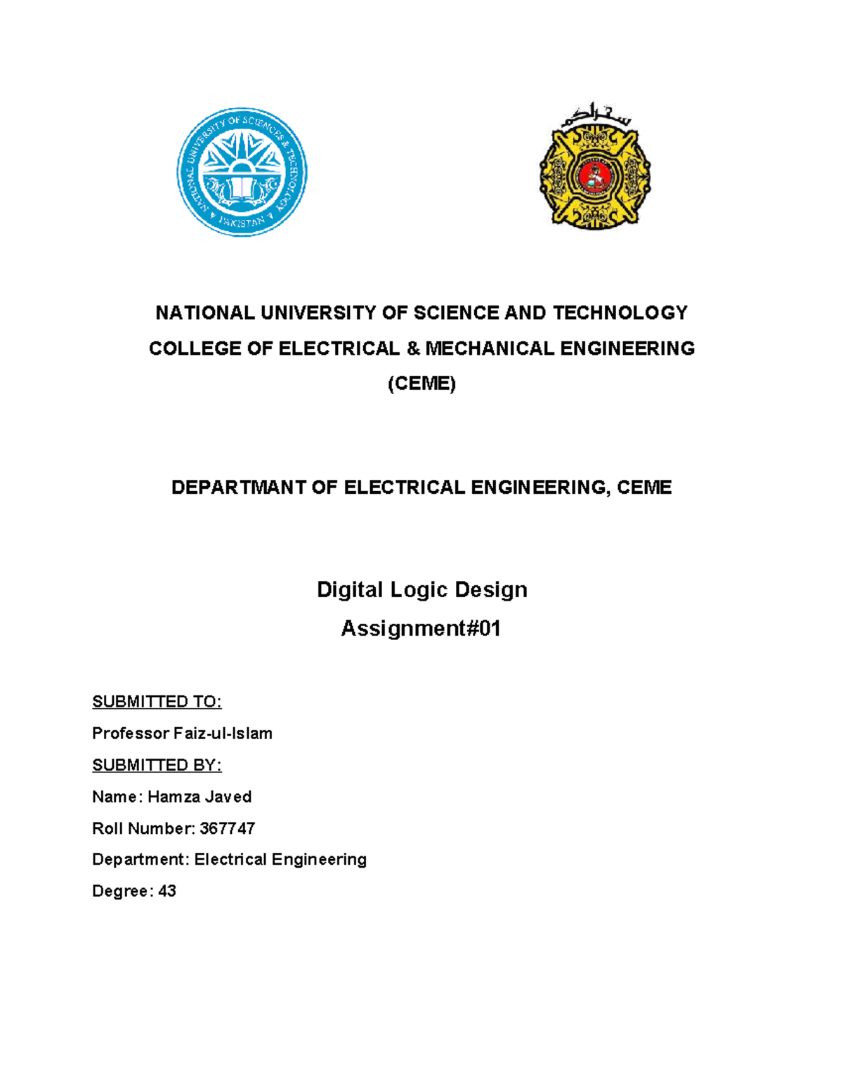 Assignment 1 - project - NATIONAL UNIVERSITY OF SCIENCE AND TECHNOLOGY ...