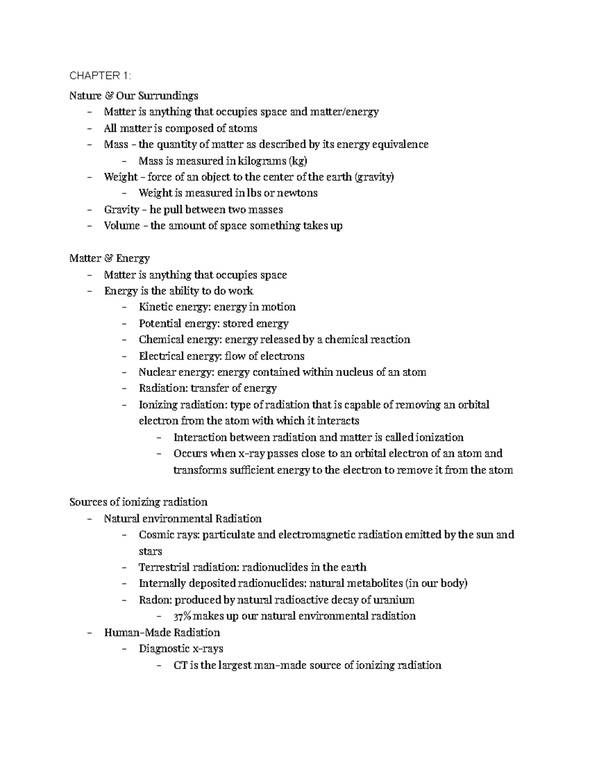 RAD 125 EXAM 1 - chapter 3 - CHAPTER 1: Nature & Our Surrundings ...